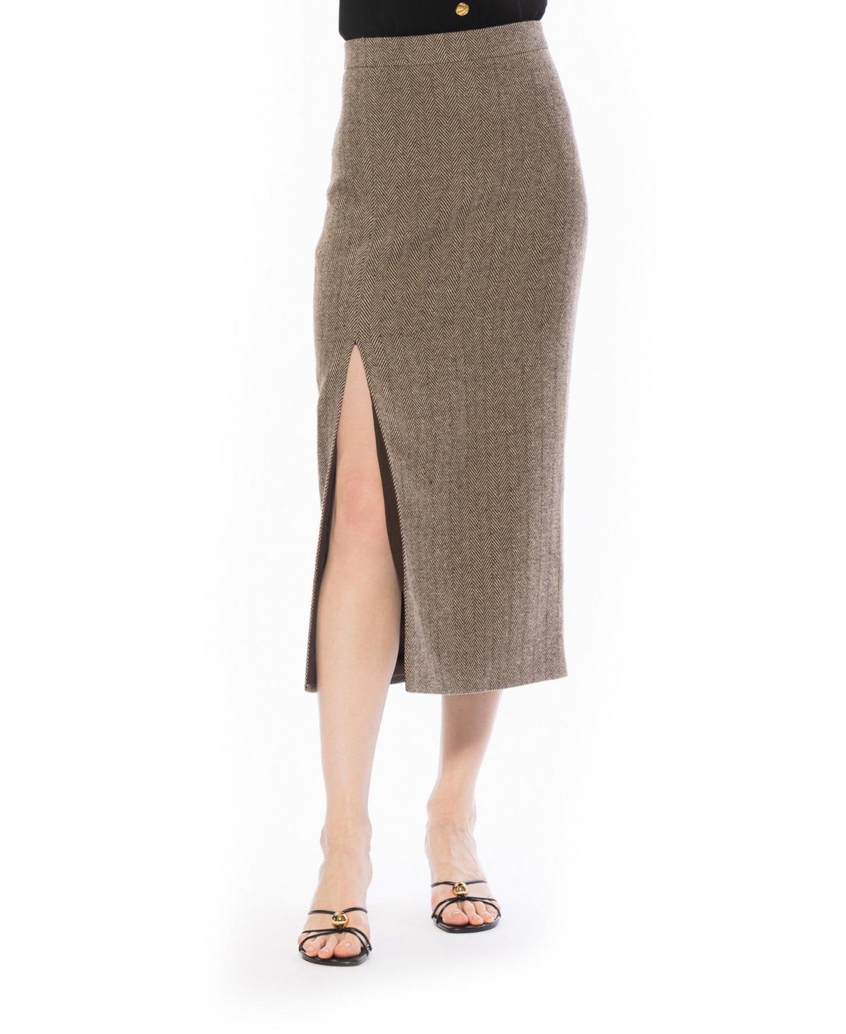 Click here for Alexia Admor Womens Onyx Tweed Skirt - Herringbone prices