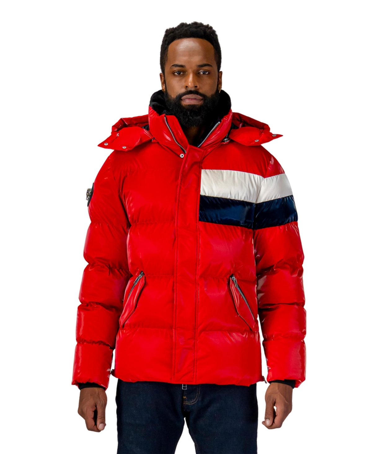 Click here for Woodpecker Mens Bumnester Quilted Coat - Red white... prices
