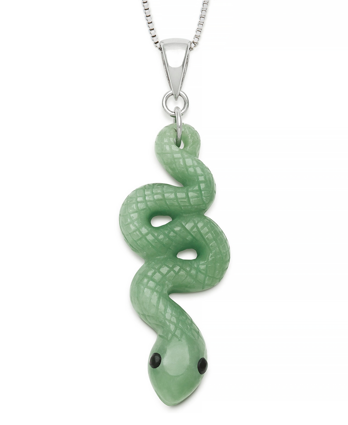 Click here for Macys Dyed Green Jadeite Snake and Black Agate Eye... prices