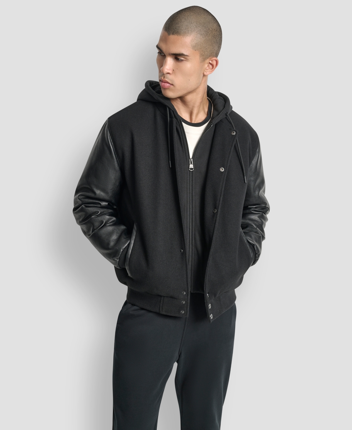 Click here for Dkny Mens Colorblocked Removable Hood Varsity Jack... prices