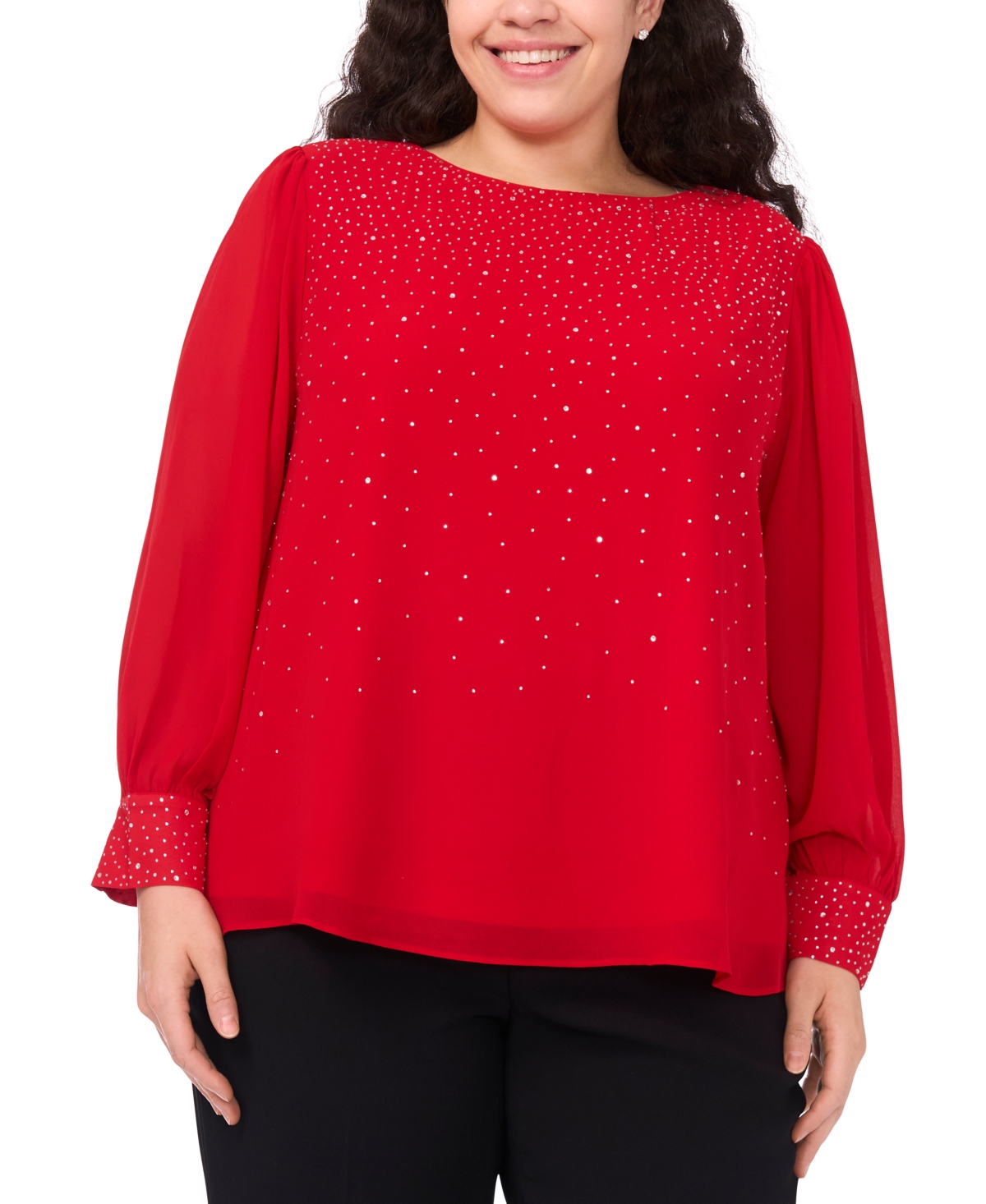Click here for Msk Plus Size Rhinestone Embellished Balloon Sleev... prices