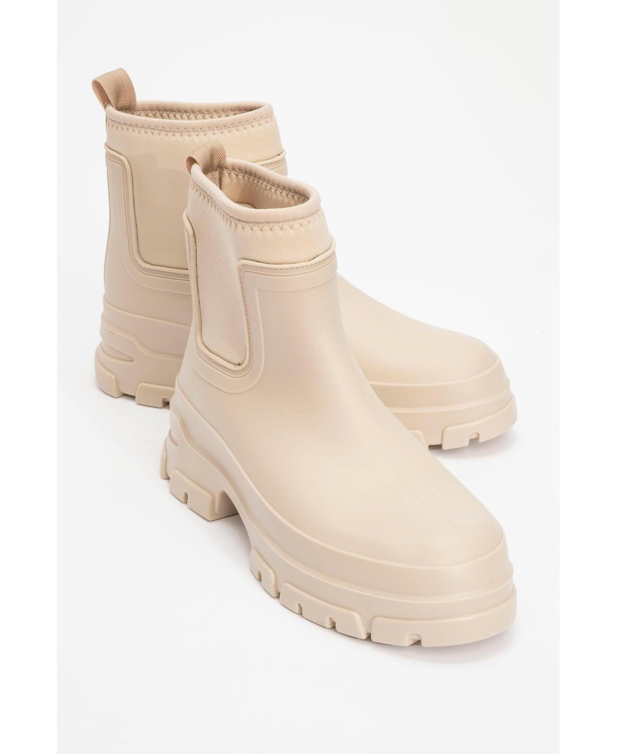 Click here for Prologue Shoes Ploye Rain Boot (Women) - Beige fau... prices