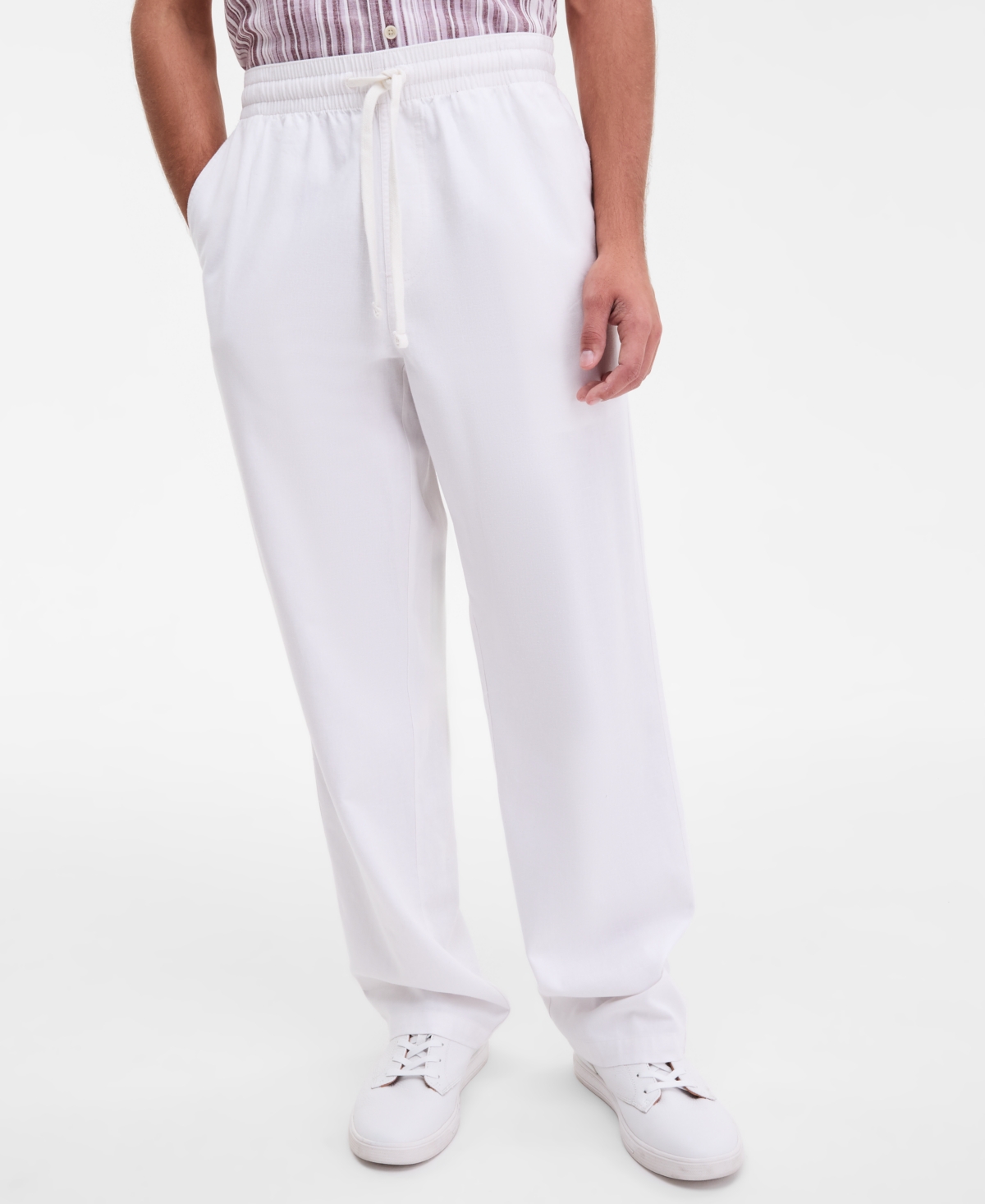 Sun + Stone Mens Linen Blend Straight Leg Pants  Macys Exclusive - Bright White