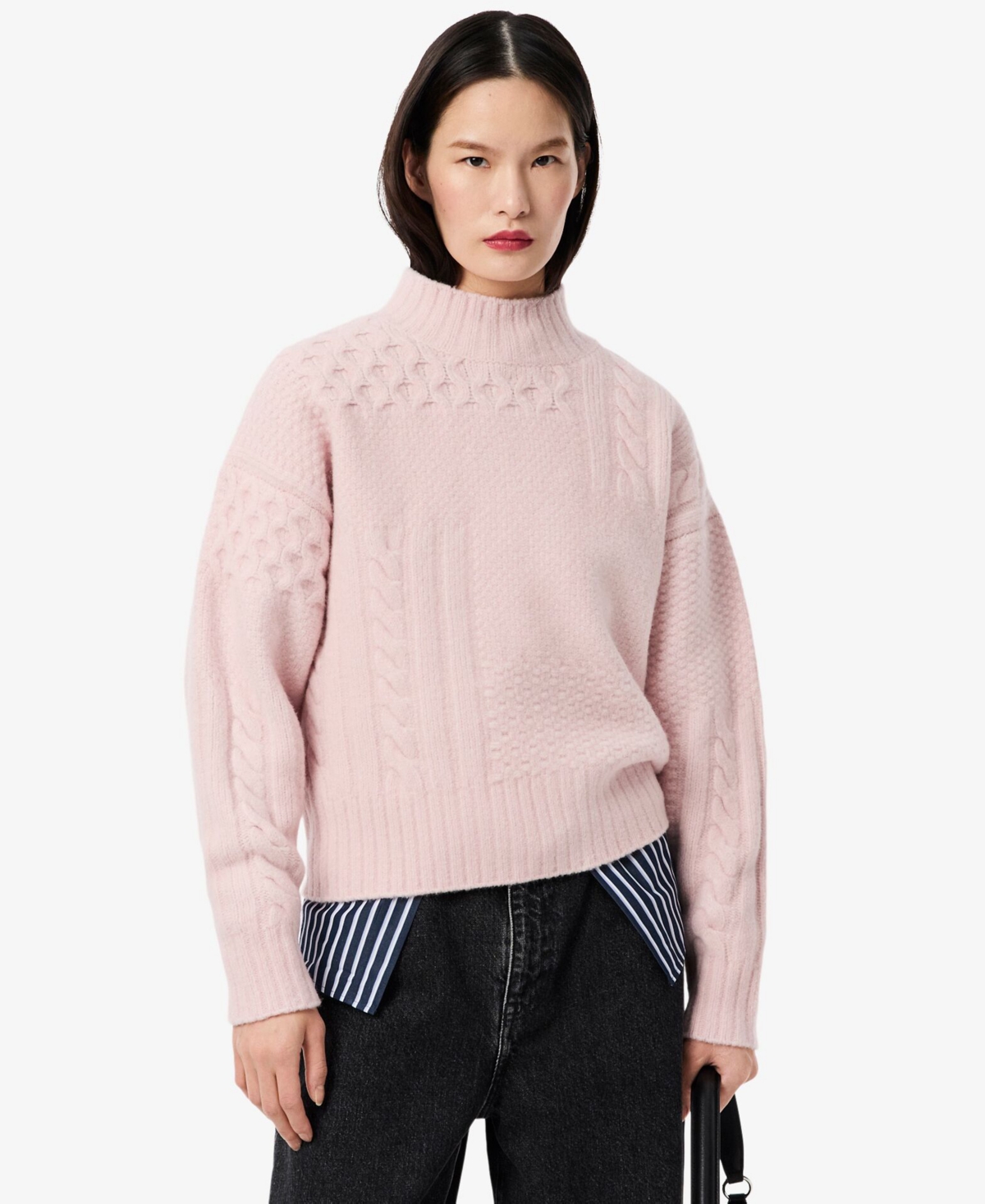 Click here for Lacoste Usa Womens Mock Neck Knit Sweater - Open P... prices