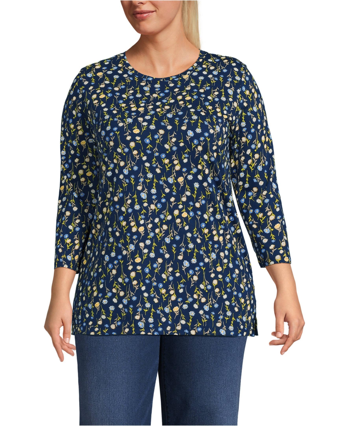 Click here for Lands End Plus Size 3/4 Sleeve Cotton Supima Tunic... prices