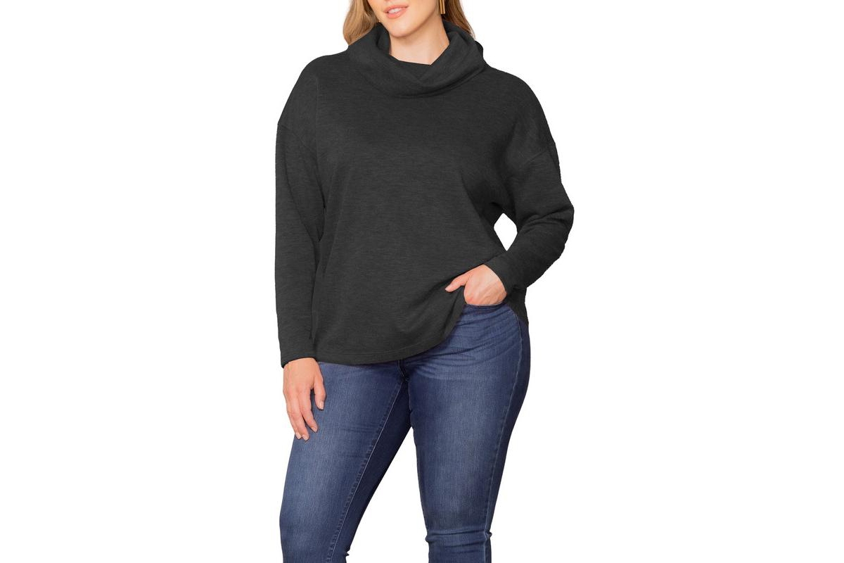 Click here for Kiyonna Plus Size Astrid Turtleneck Sweater - Blac... prices
