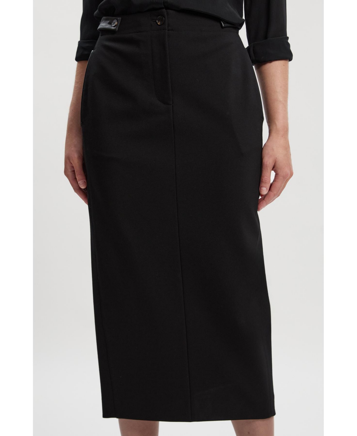 Click here for Karen Millen Womens Ponte Pu Pencil Skirt - Black prices