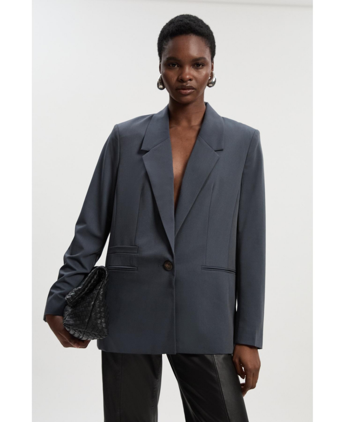 Click here for Karen Millen Womens Twill Oversized Blazer - Grey prices