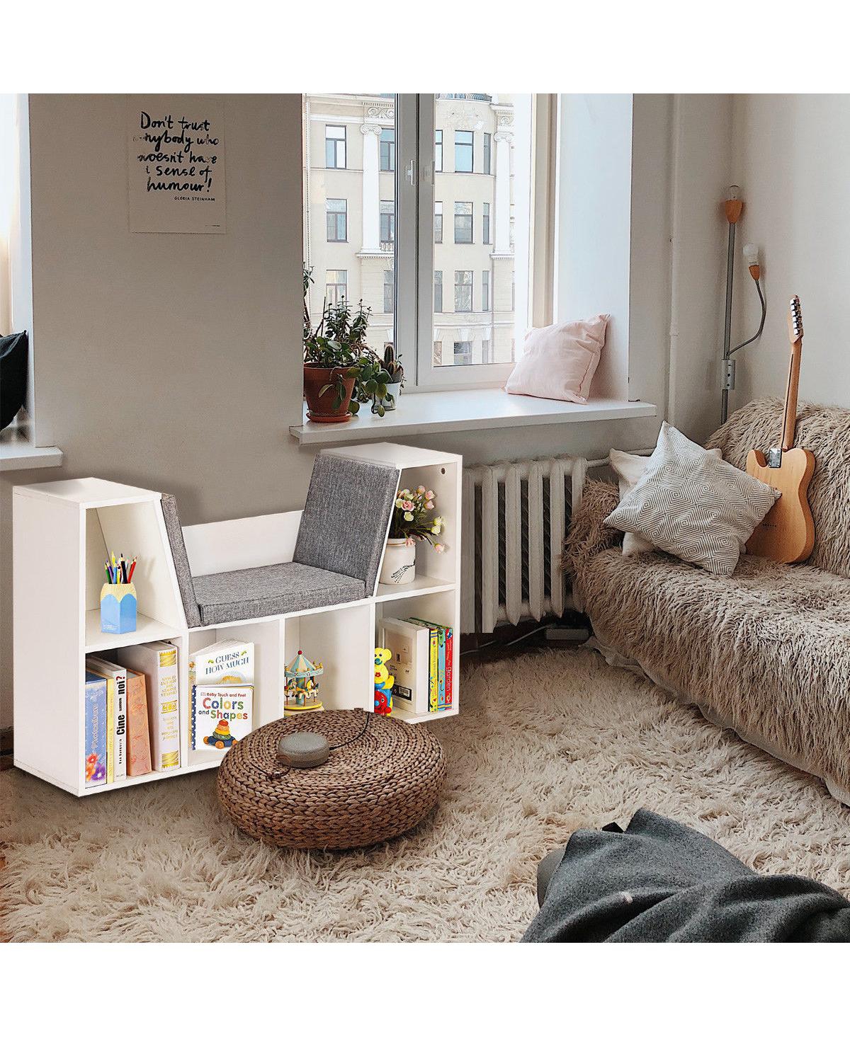 Click here for 6 Cubby Kid Storage Cabinet Cushioned Bookcase Mul... prices
