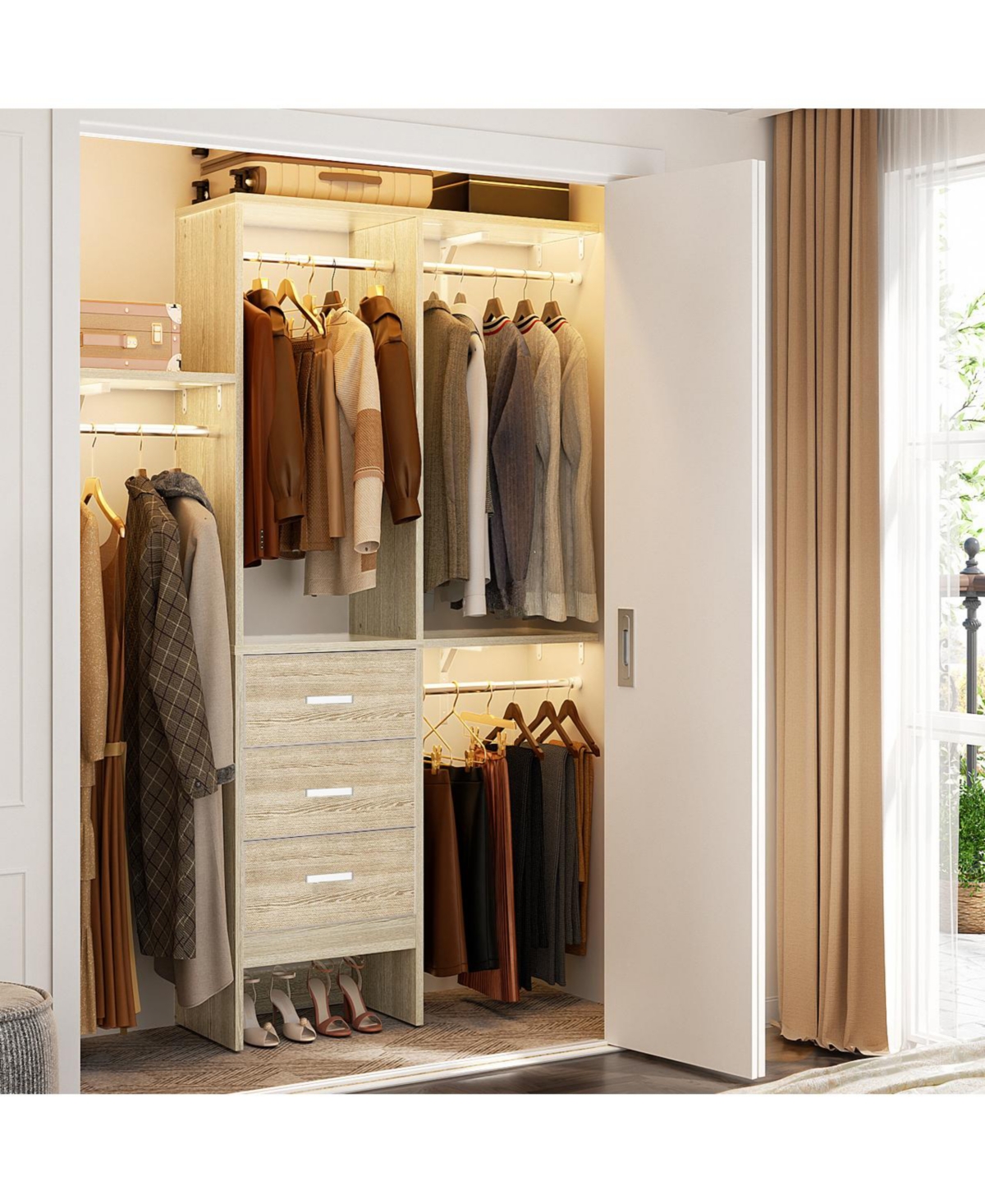 Click here for Aheaplus 4FT Small Closet Organizer with Fabric Dr... prices