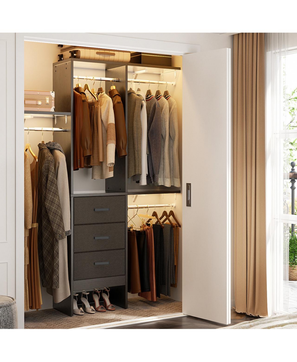 Click here for Aheaplus 4FT Small Closet Organizer with Fabric Dr... prices