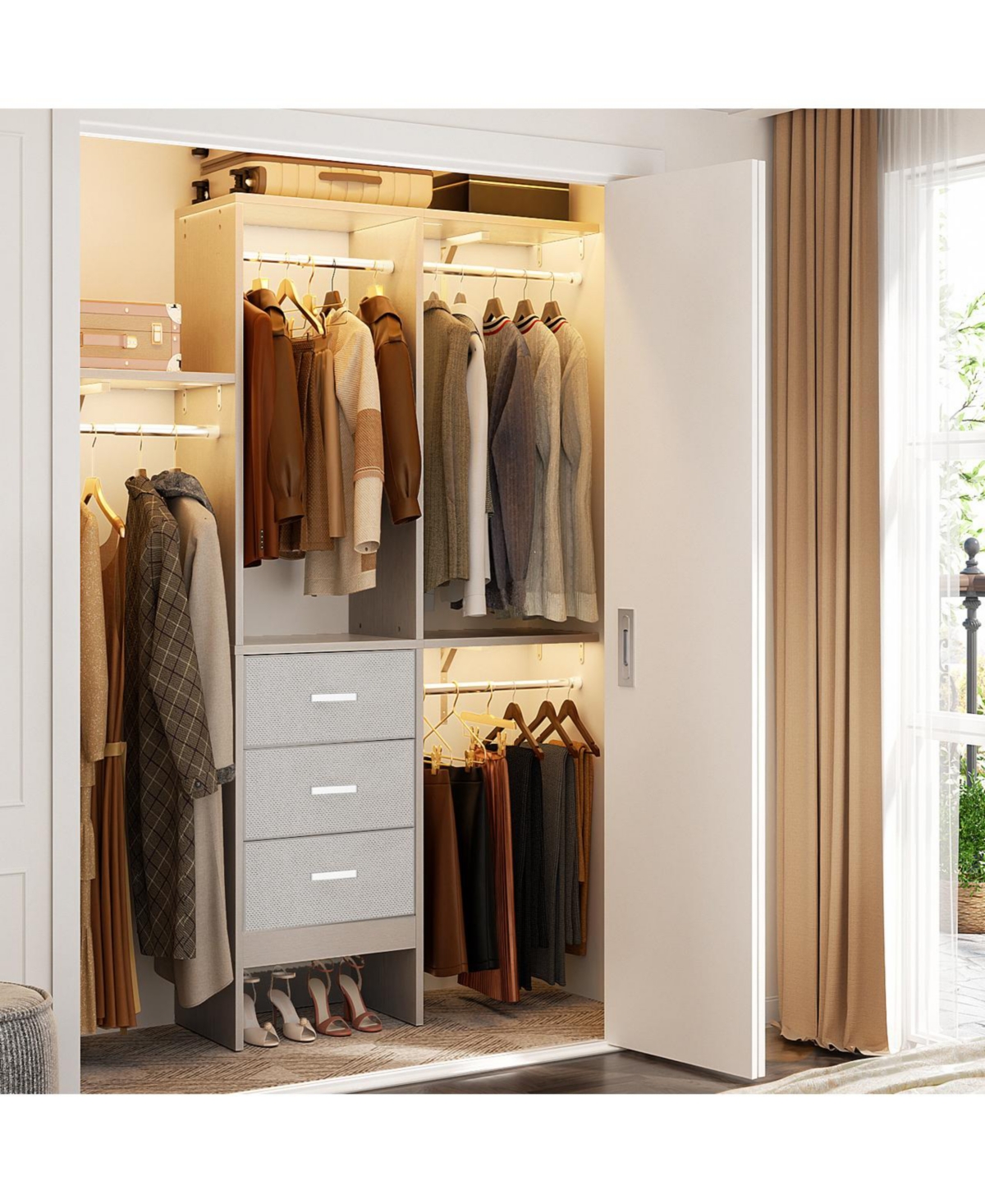 Click here for Aheaplus 4FT Small Closet Organizer with Fabric Dr... prices