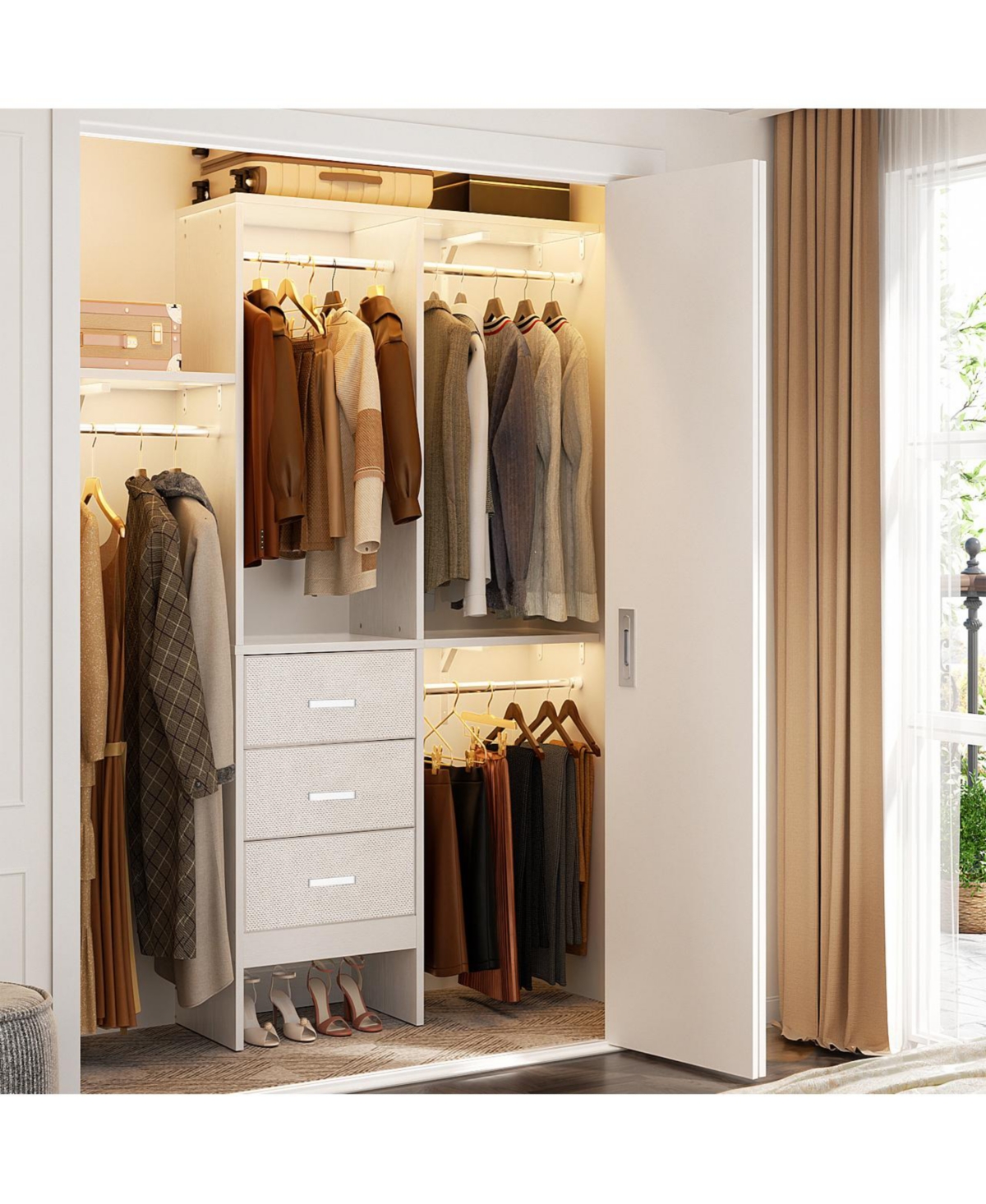 Click here for Aheaplus 4FT Small Closet Organizer with Fabric Dr... prices