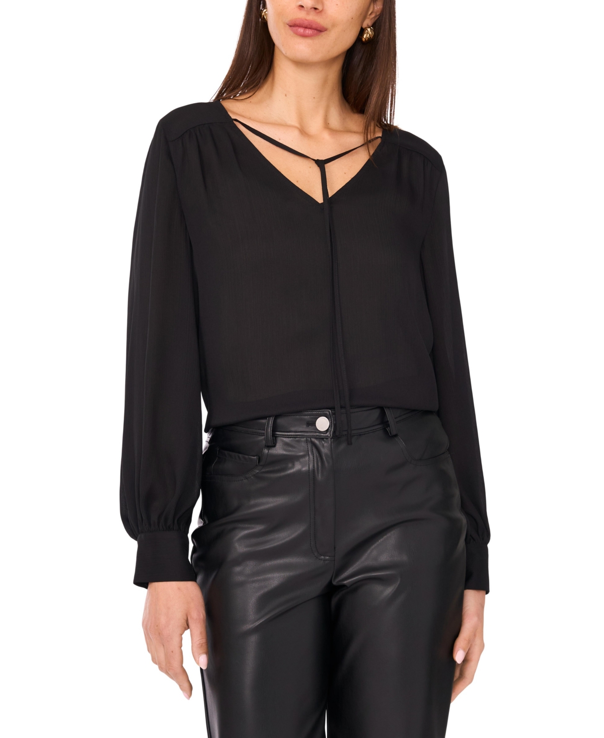 Click here for Vince Camuto Womens Long Sleeve Top - Rich Black prices