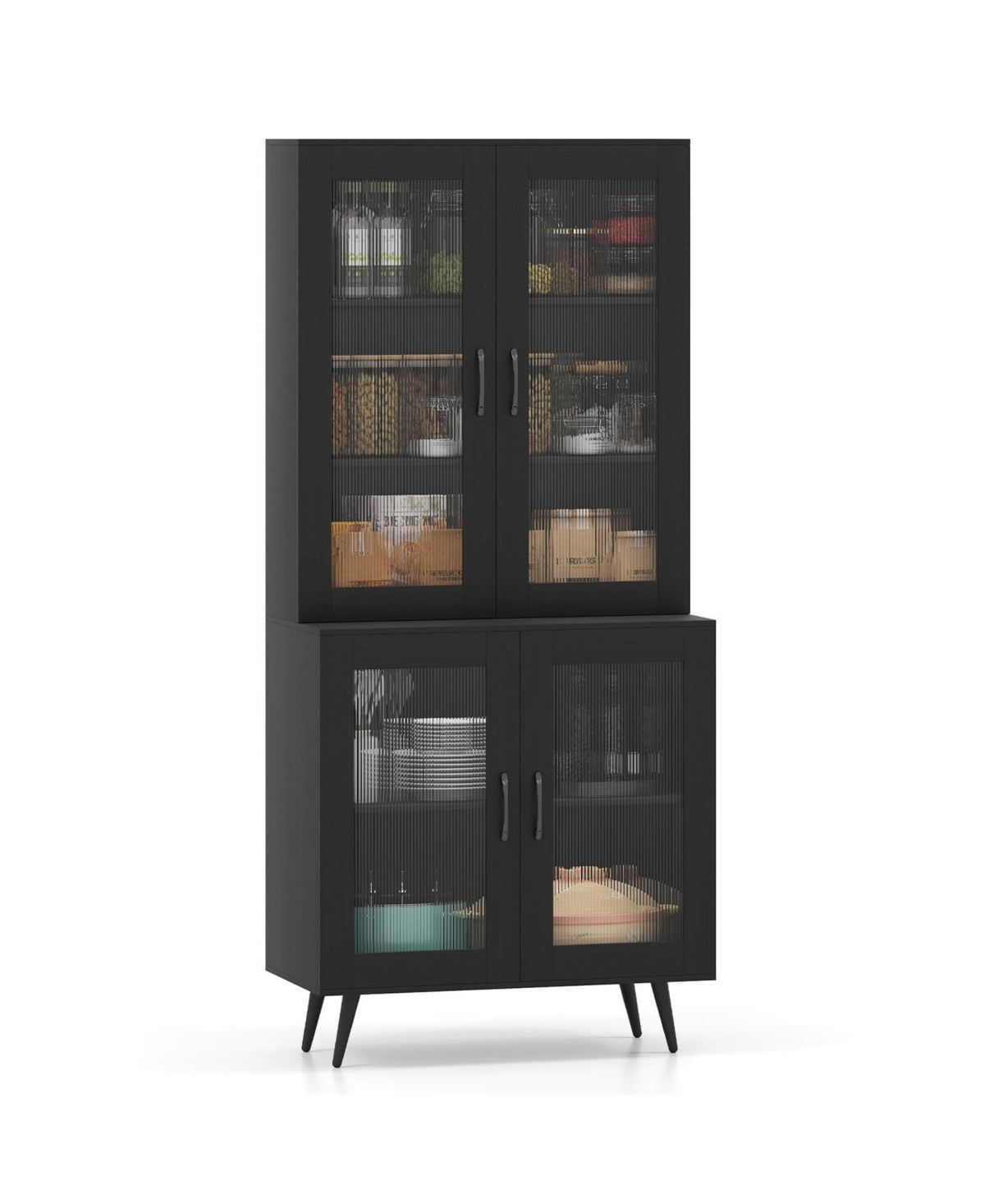 Click here for Kitchen Pantry Cabinet with Translucent Fluted Doo... prices