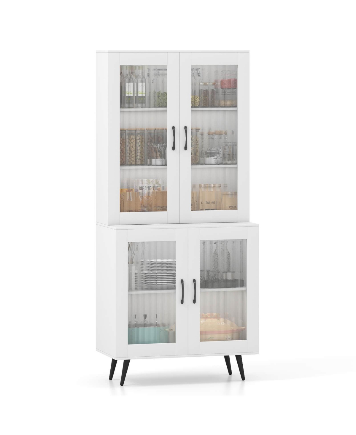 Click here for Kitchen Pantry Cabinet with Translucent Fluted Doo... prices