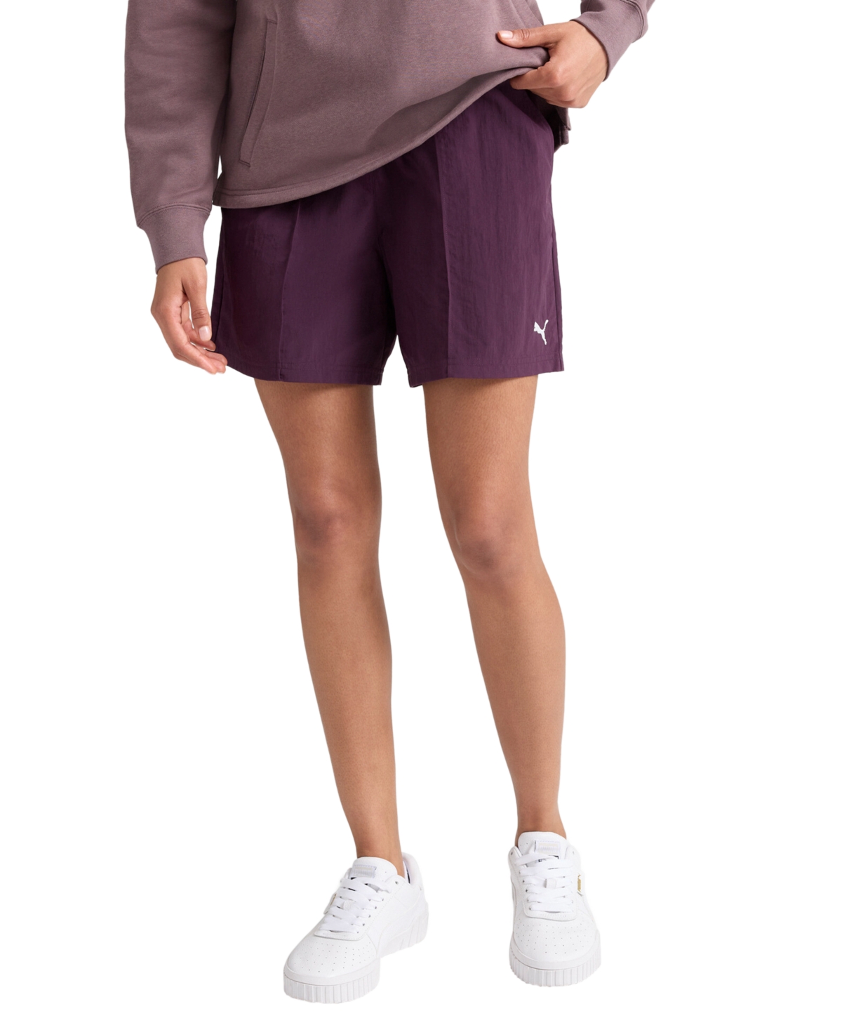 Click here for Puma Womens Essential Woven Pin Loose Fit Tuck Sho... prices