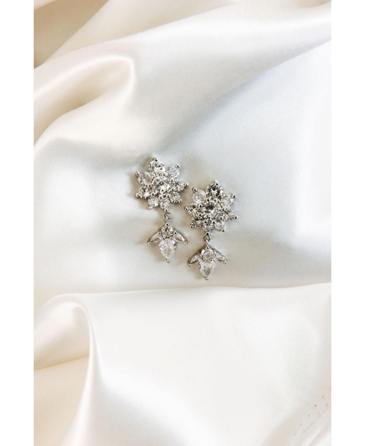 Click here for Untamed Petals Whisper Crystal Drop Earrings - Sil... prices
