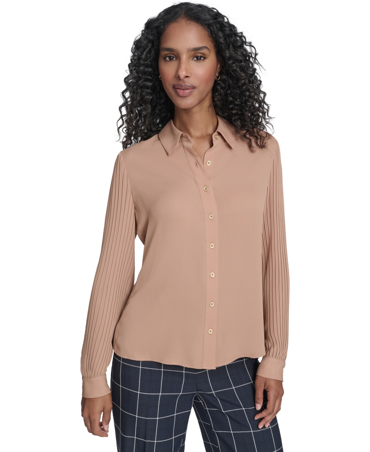 Click here for Tommy Hilfiger Womens Pleated Sleeve Button-Up Blo... prices