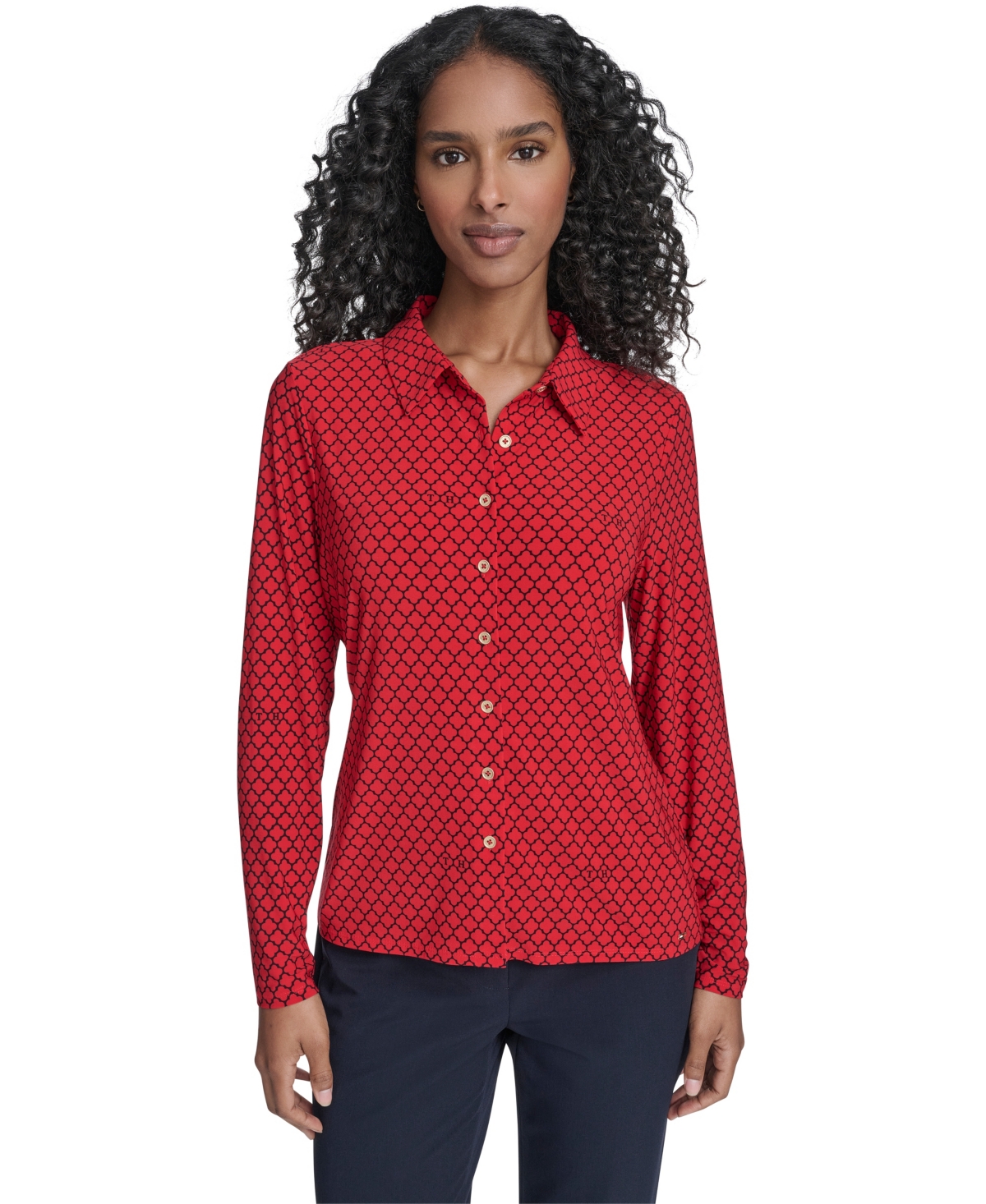 Click here for Tommy Hilfiger Womens Long Sleeve Clover Button-Up... prices