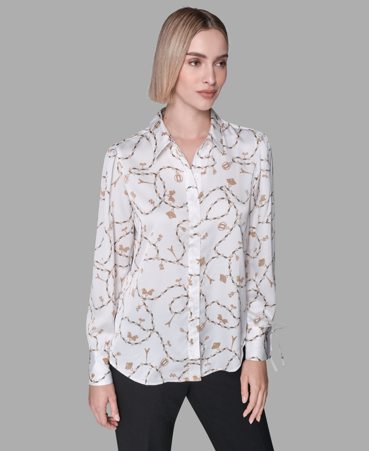 Click here for Karl Lagerfeld Paris Womens Collared Printed Long-... prices