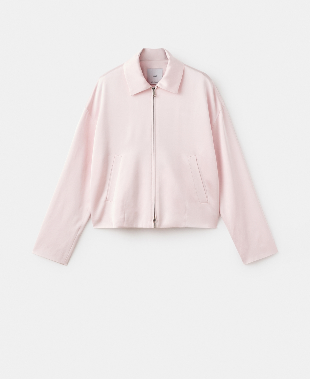 Click here for Mango Womens Satin Zipper Jacket - Pastel Pink prices
