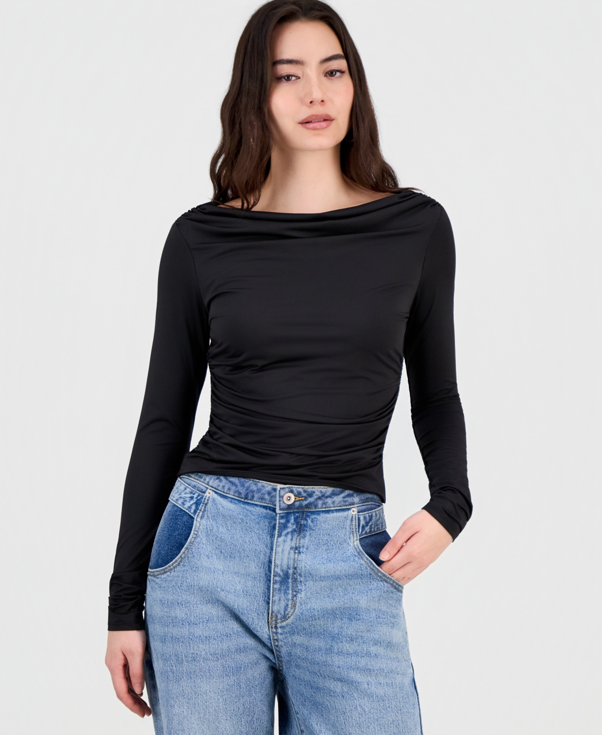 Click here for Bar Iii Womens Boat-Neck Jersey Top  Macys Exclusi... prices