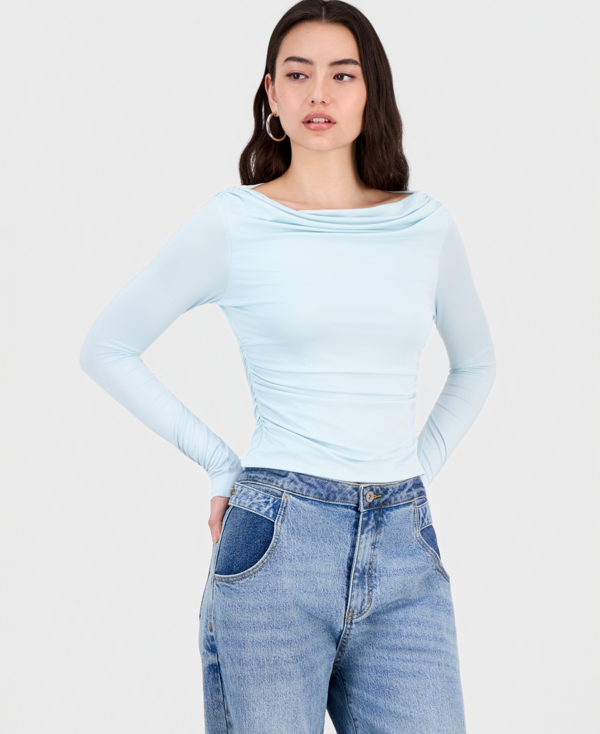 Click here for Bar Iii Womens Boat-Neck Jersey Top  Macys Exclusi... prices