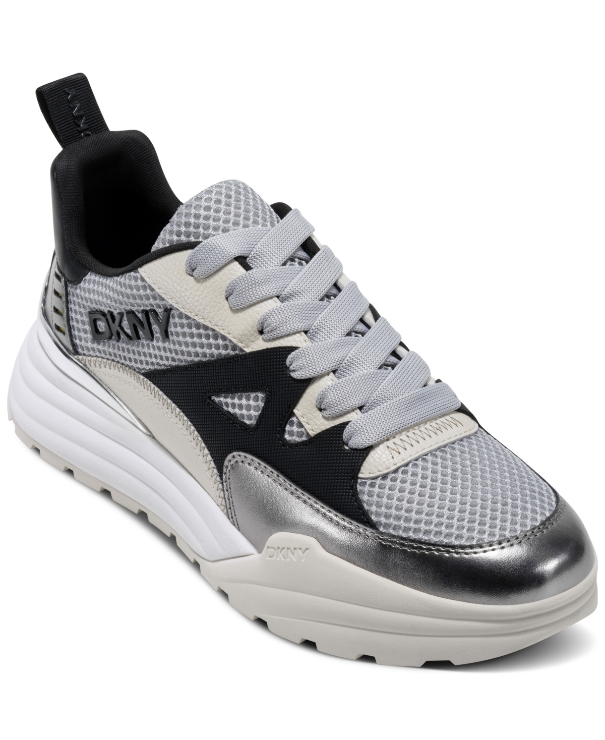 Click here for Dkny Womens Zanira Lace Up Sneaker - Nickel/Coconu... prices