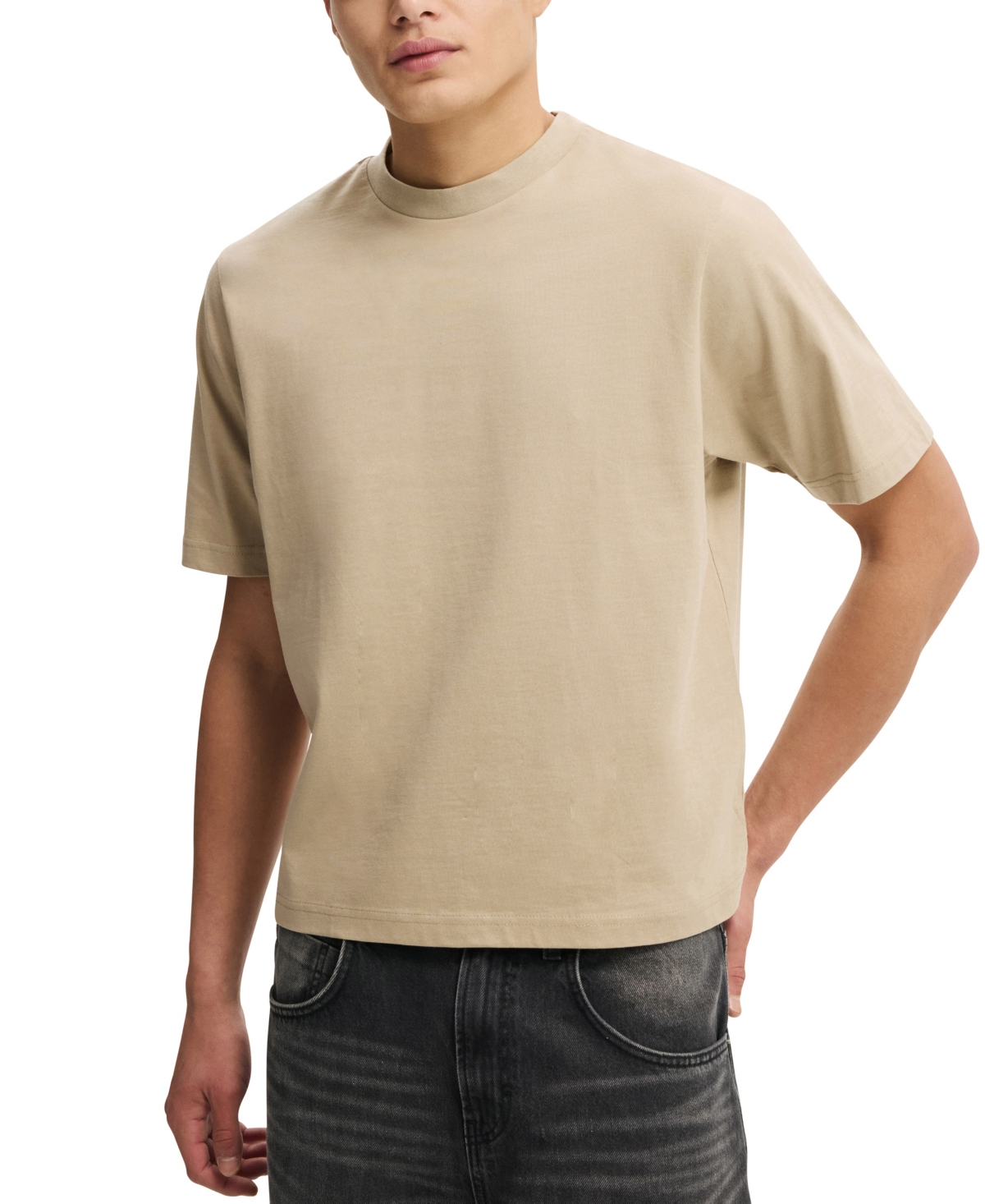 Click here for Cotton On Mens Textured Cropped Boxy-Fit T-Shirt -... prices