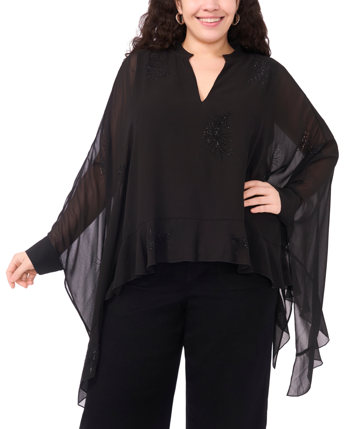 Click here for Vince Camuto Plus Size Flowy Long Sleeve Top - Bla... prices