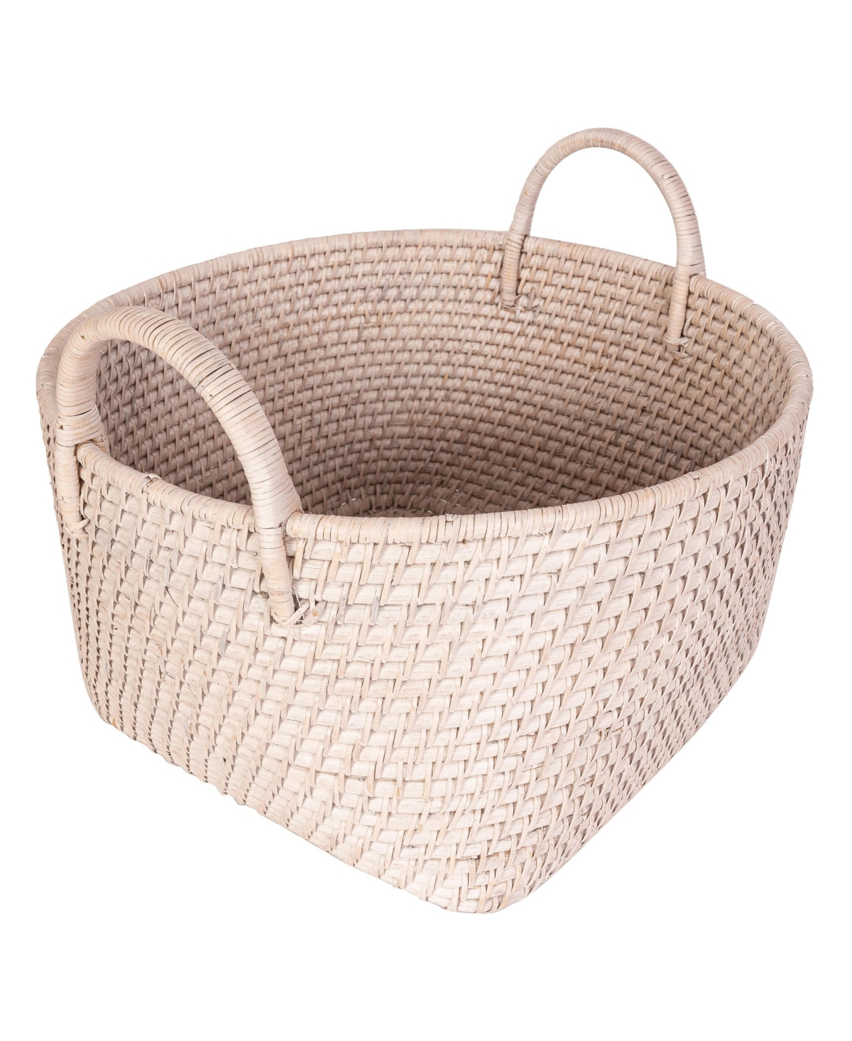 Click here for Saboga Home Round Basket with Hoop Handles - White... prices