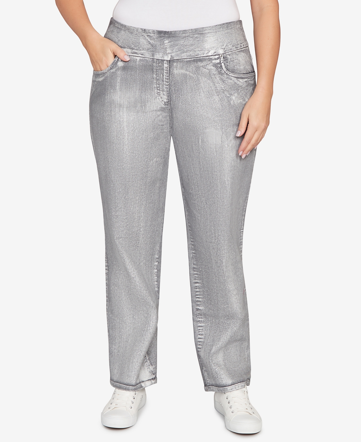 Click here for Ruby Rd. Plus Size Metallic Painted Pull On Jeans... prices