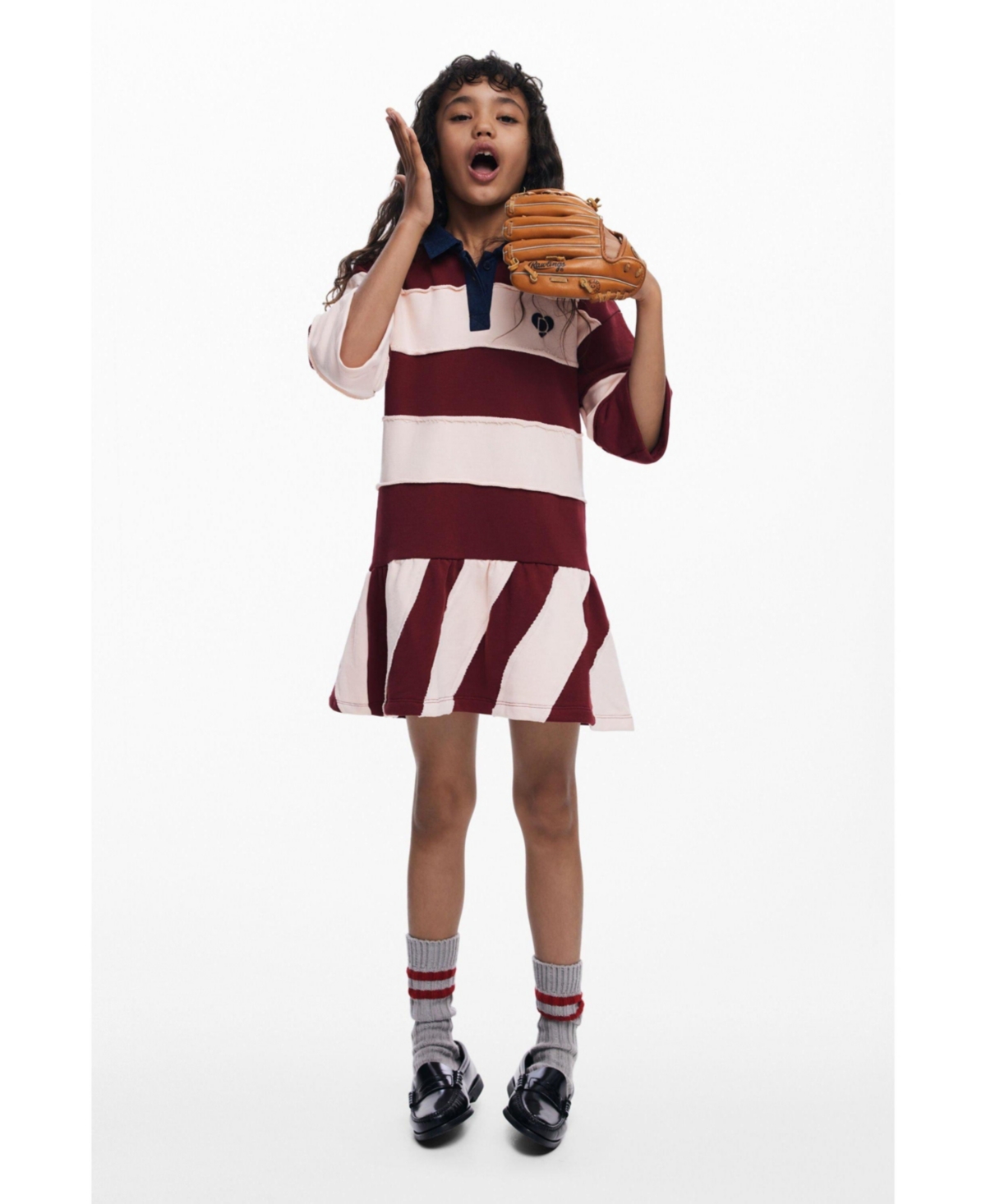 Click here for Desigual Girls Girlss Striped Polo Dress - Orange prices