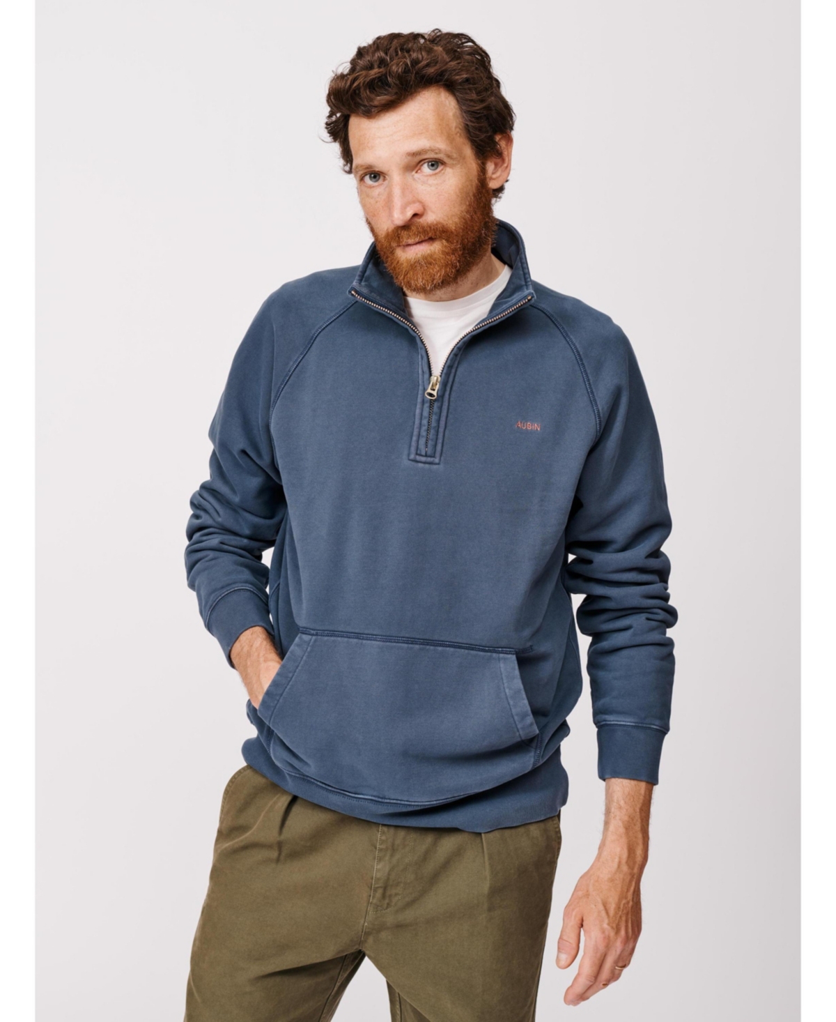 Click here for Aubin Mens Provost Zip Neck Sweatshirt - Navy prices