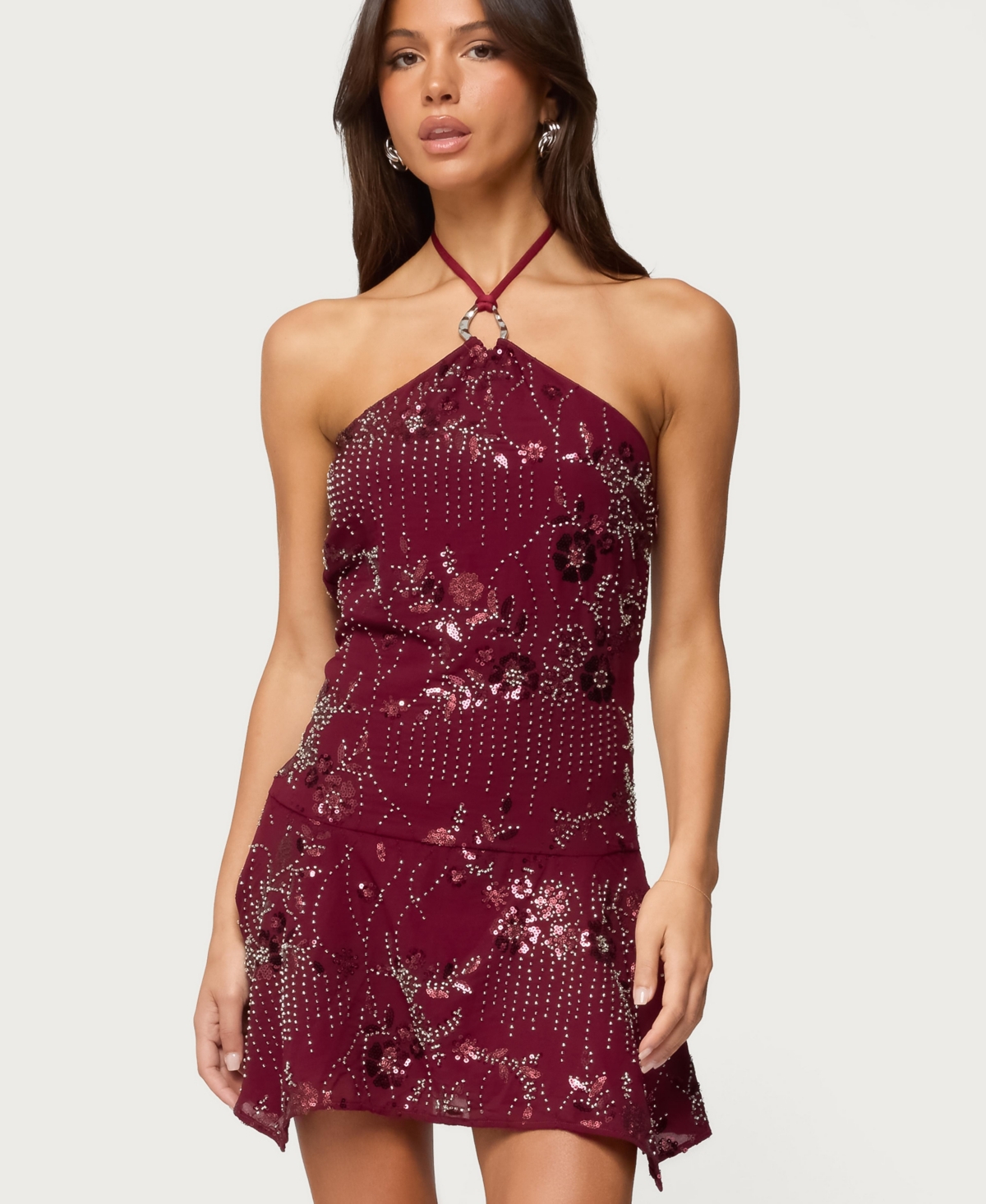 Click here for Edikted Womens Adria Bead & Sequin Mini Dress - Bu... prices