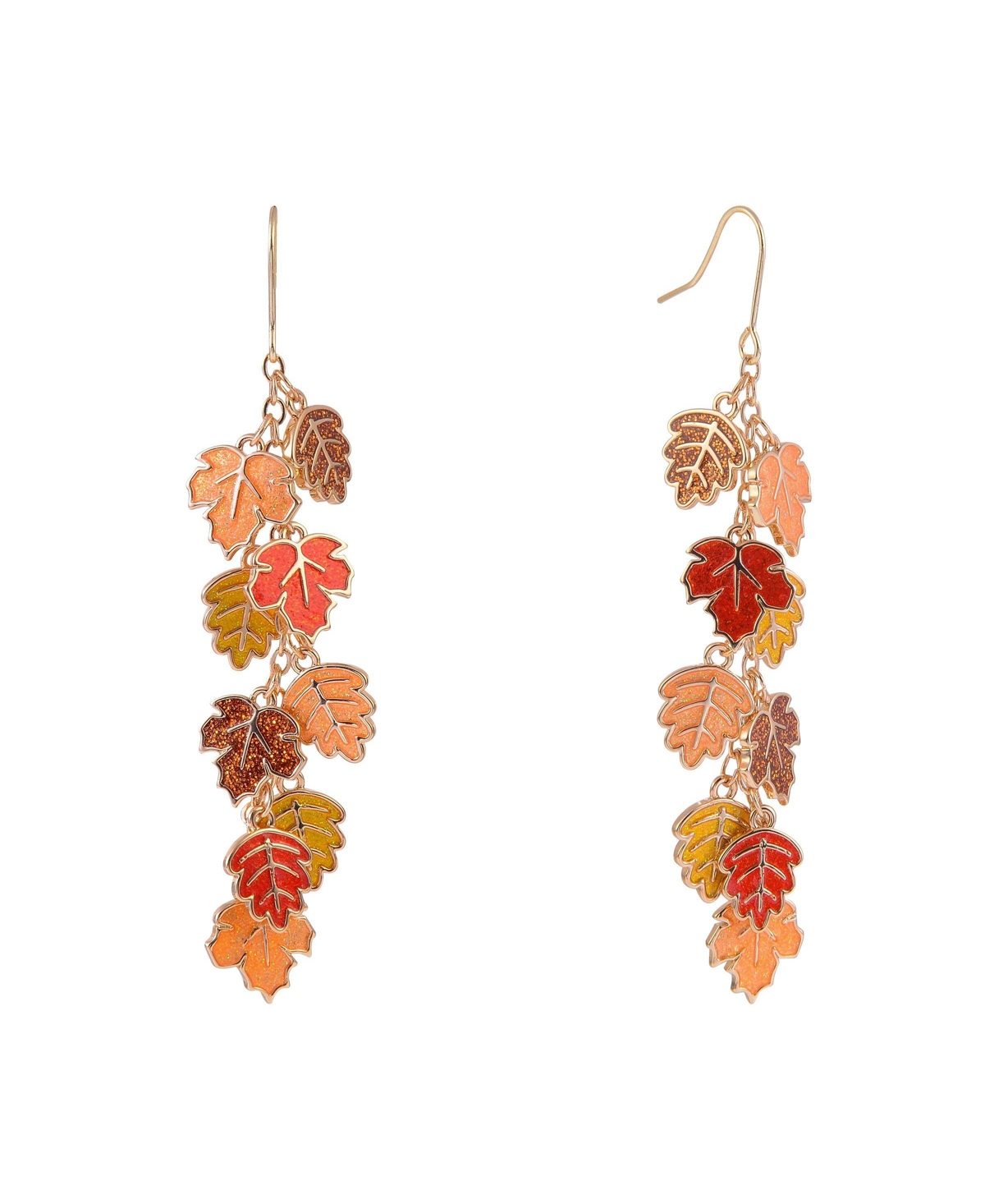 Click here for Hallmark Enamel Leaf Linear Earrings - Multi prices