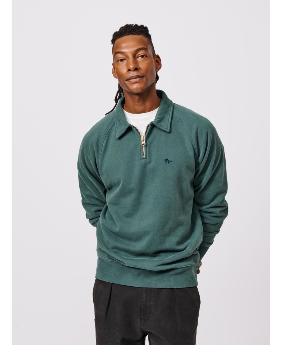 Click here for Aubin Mens Dunster Zip Neck Sweatshirt - Racing gr... prices