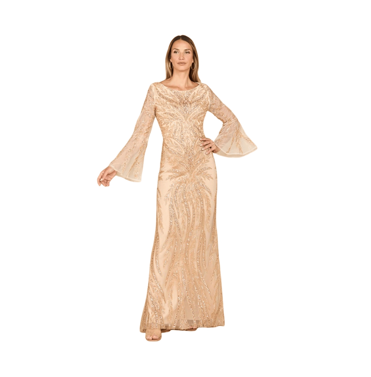 Click here for Lara Womens High Neck Beaded Dress with Bell Sleev... prices