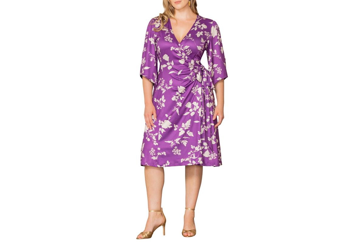 Click here for Kiyonna Plus Size Gemini Wrap Dress with Contrast... prices