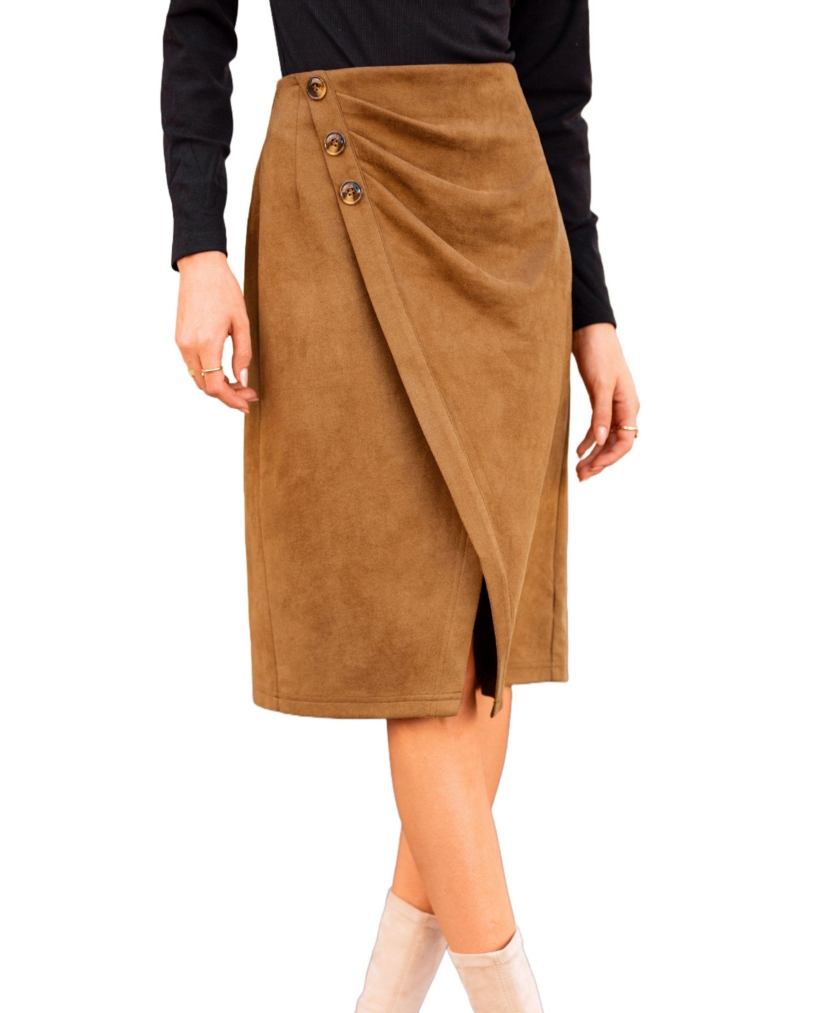 Click here for Cupshe Womens Commuter Khaki Midi Skirt - Beige/kh... prices