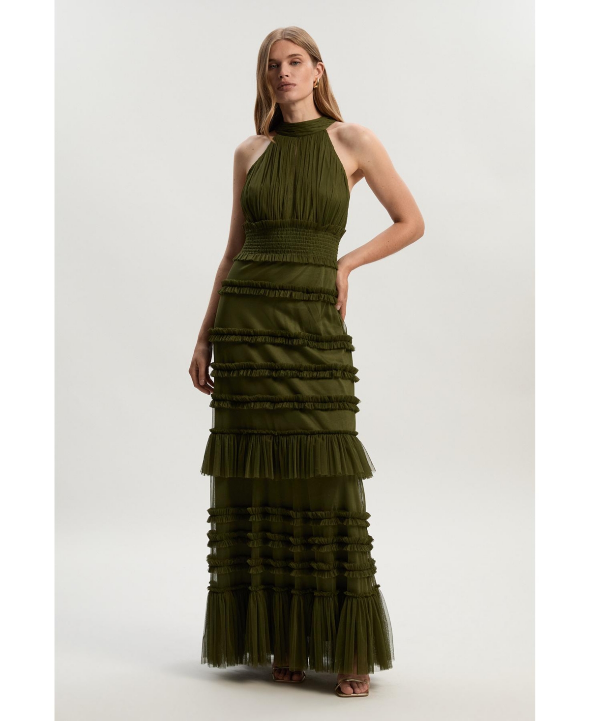 Click here for Karen Millen Womens Tulle Layered Halter Neck Maxi... prices