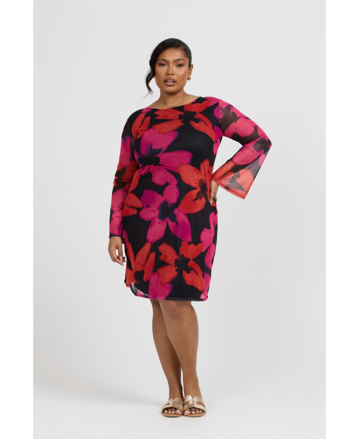 Click here for Fashion-szn Curve Womens Bold Floral Print Mini Dr... prices