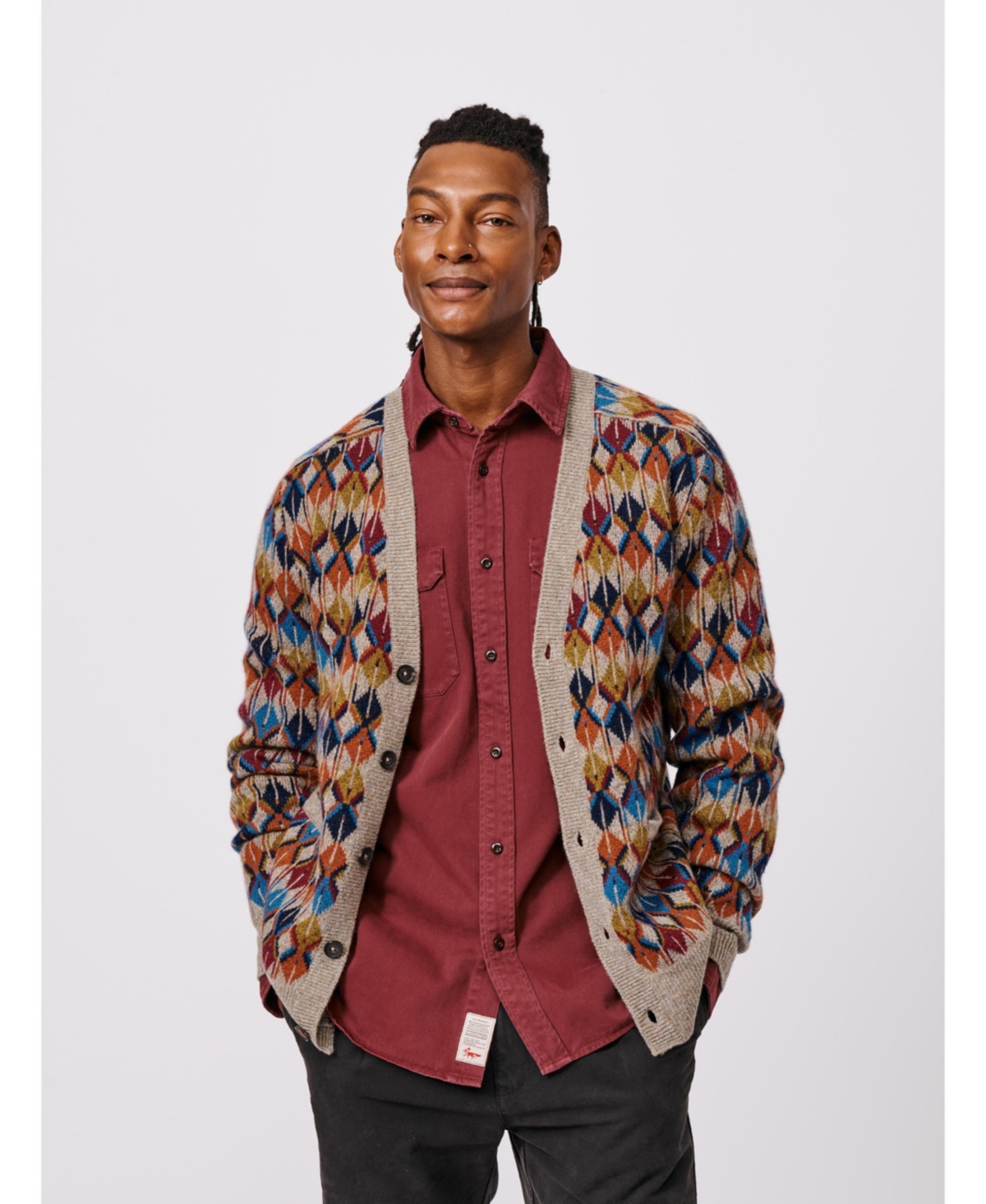 Click here for Aubin Mens Kestral Wool Blend Cardigan Sweater - K... prices