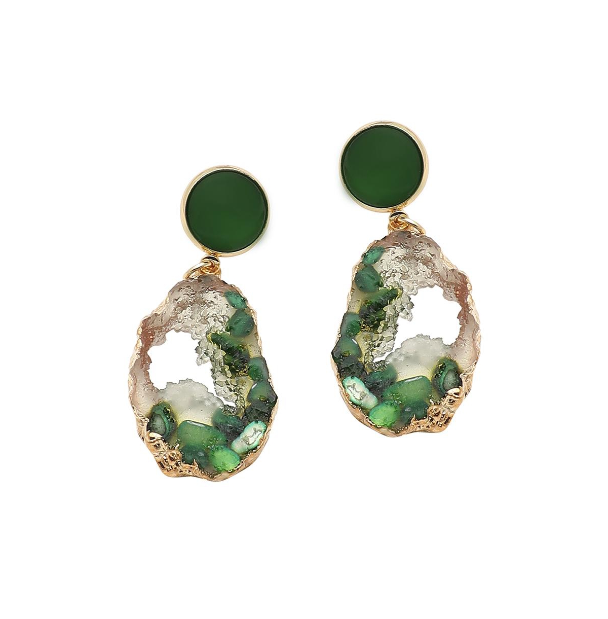 Click here for Sohi Womens Fauna Drop Earrings - Green prices