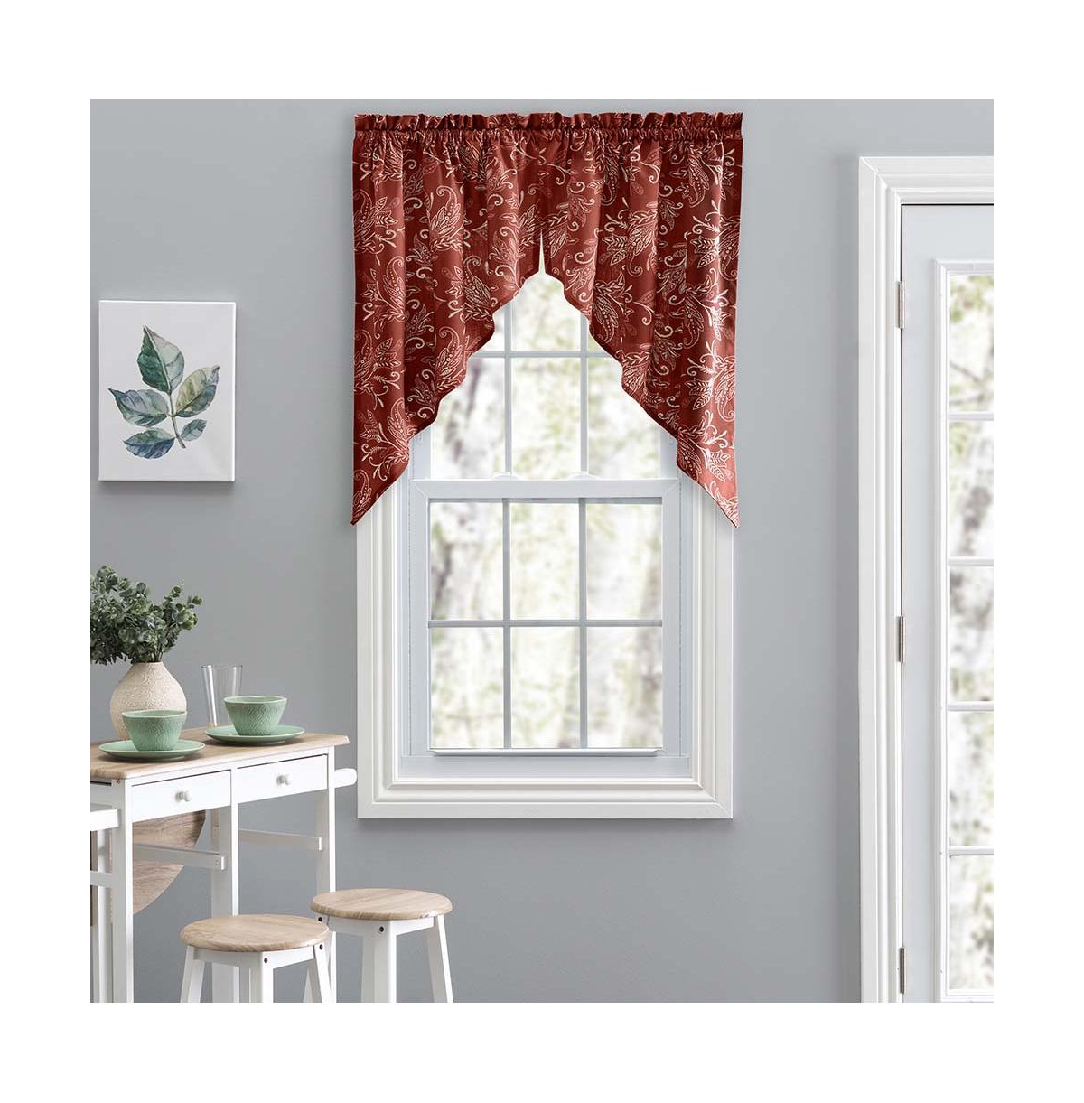 Click here for Ellis Curtain Lexington Leaf Pattern on Colored Gr... prices