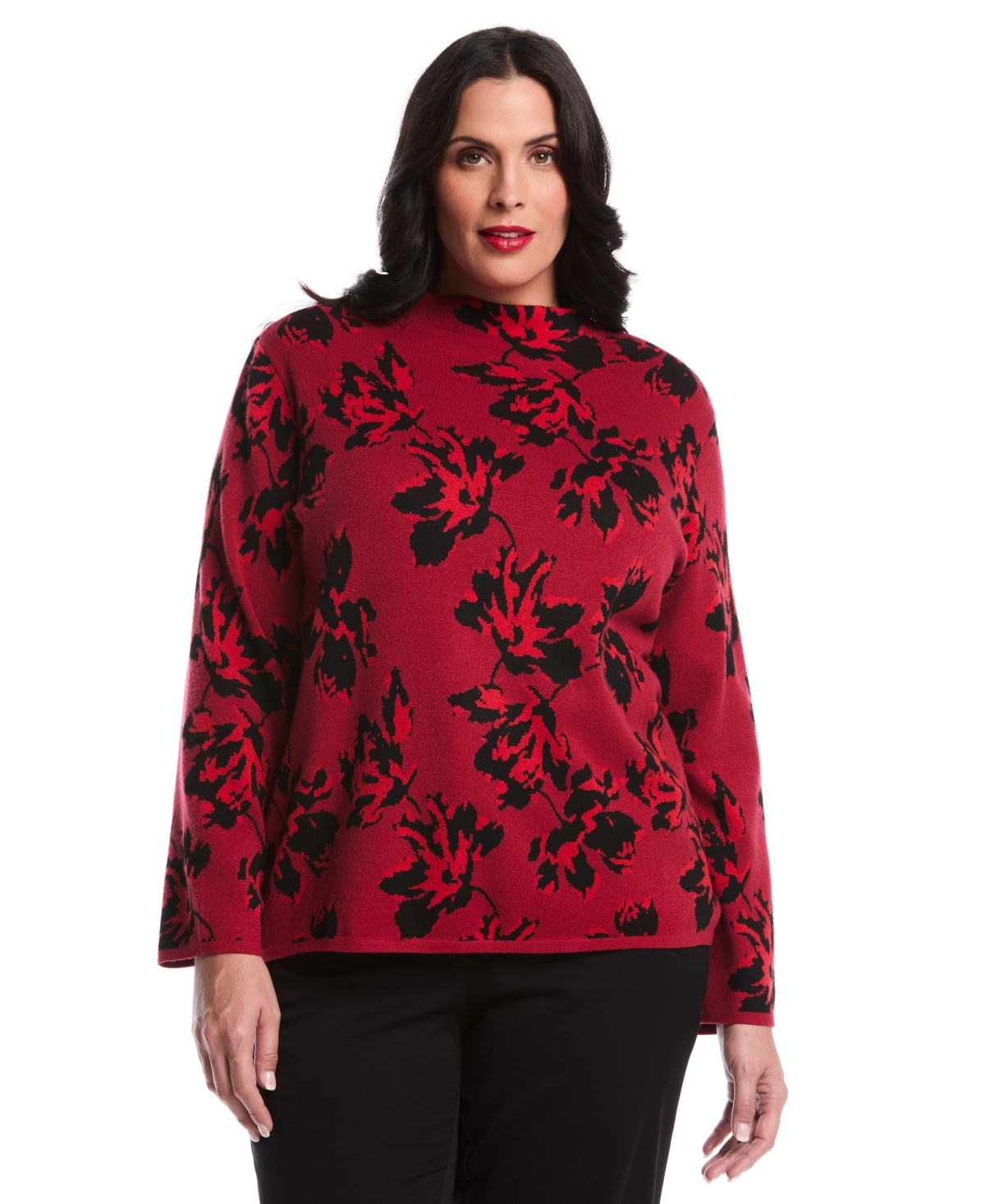 Click here for Rafaella Womens Plus Size Floral Print Mock Neck L... prices