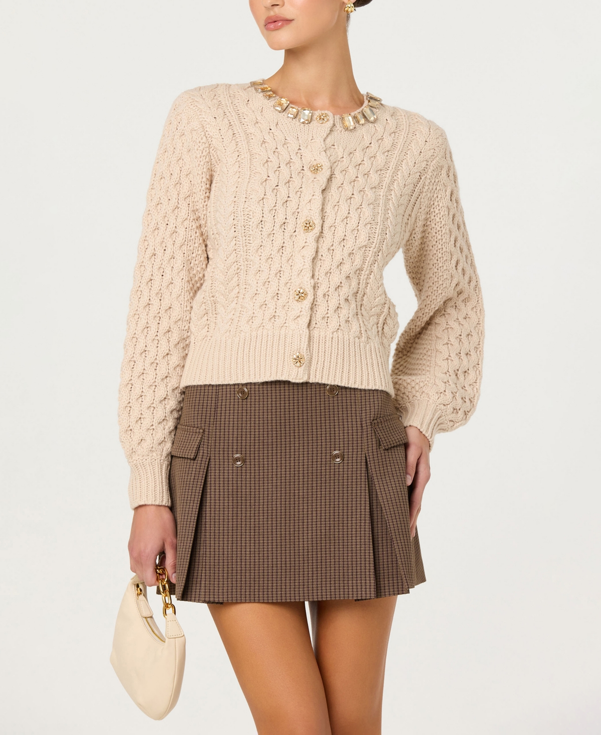 Click here for Astr the Label Womens Cathryn Crewneck Cardigan Sw... prices