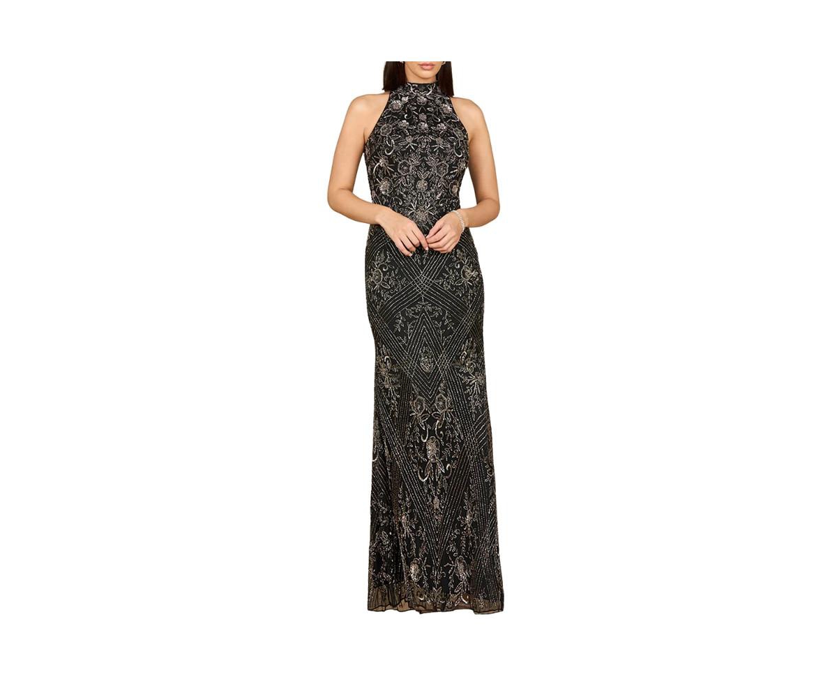 Click here for Lara Womens Halter Neck Beaded Dress - Black prices