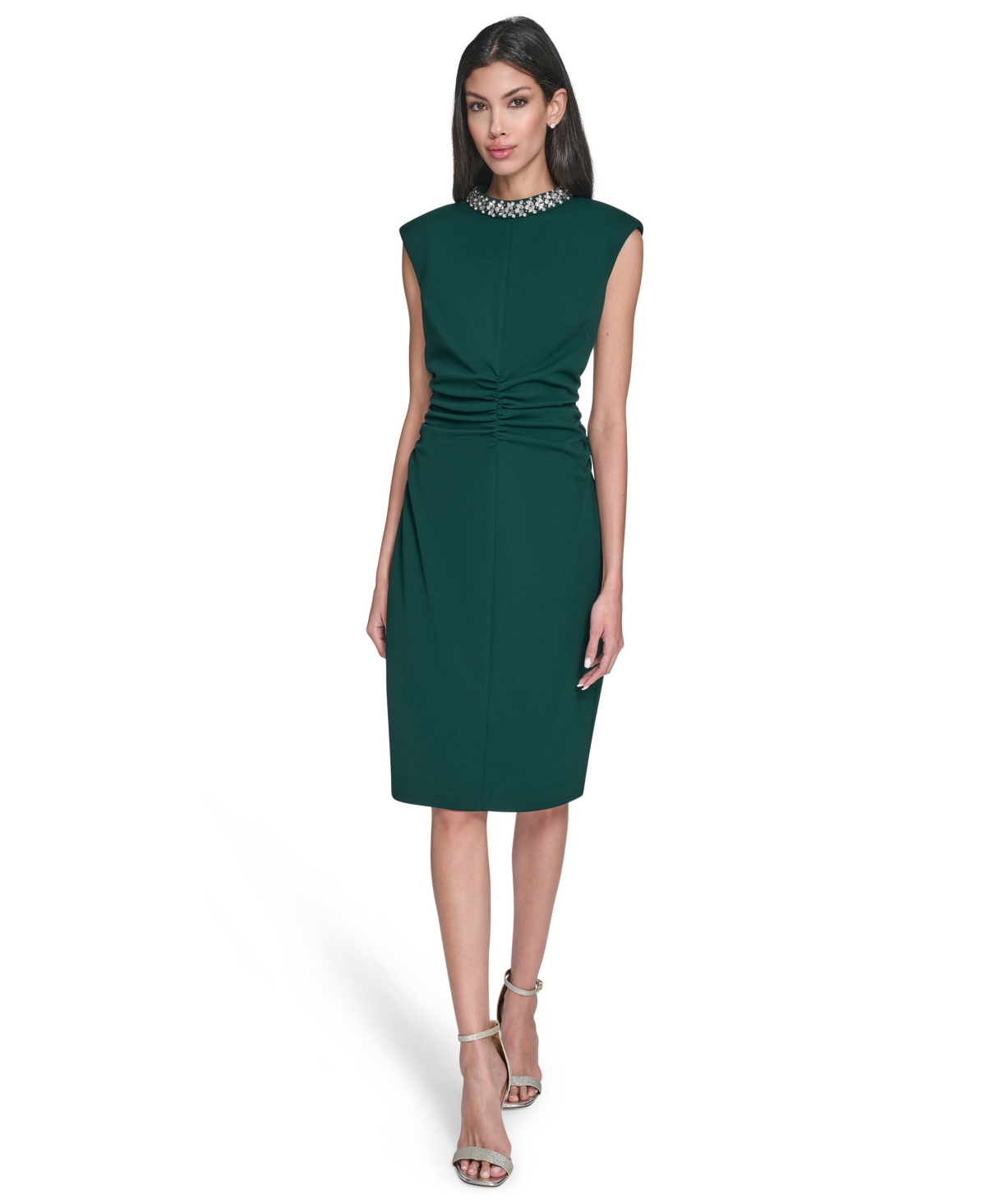 Click here for Eliza J Womens Ruch Detail Midi Dress - Hunter gre... prices
